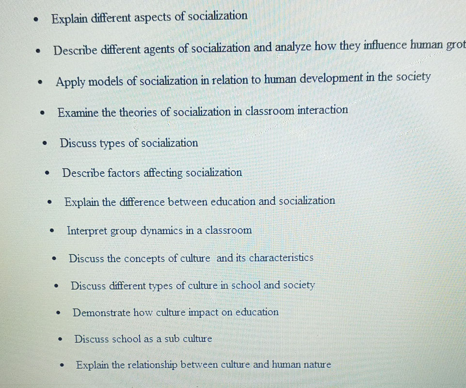 Explain different aspects of socialization | StudyX