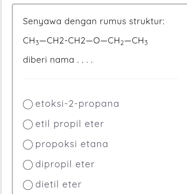Senyawa dengan rumus struktur: | StudyX