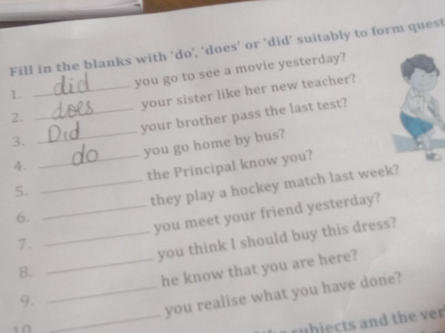 Fill in the blanks with 'do', 'does' or | StudyX