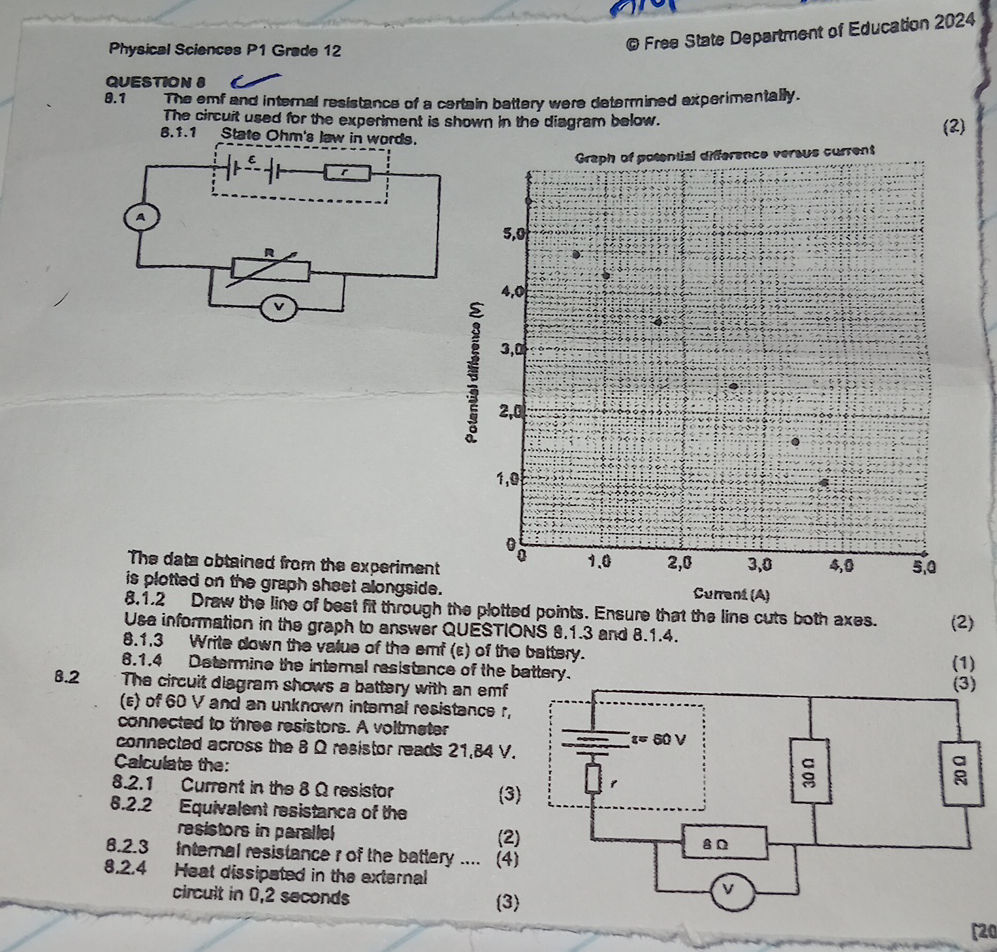 8. The emf and internal resistance of a | StudyX