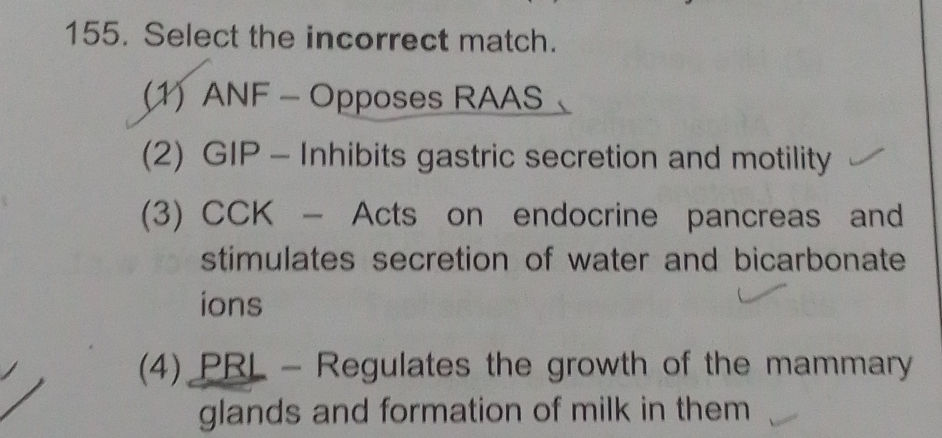 155. Select the incorrect match. (1) ANF - | StudyX