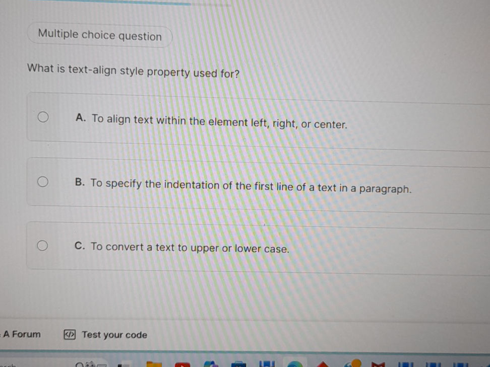 What is text-align style property used for? | StudyX