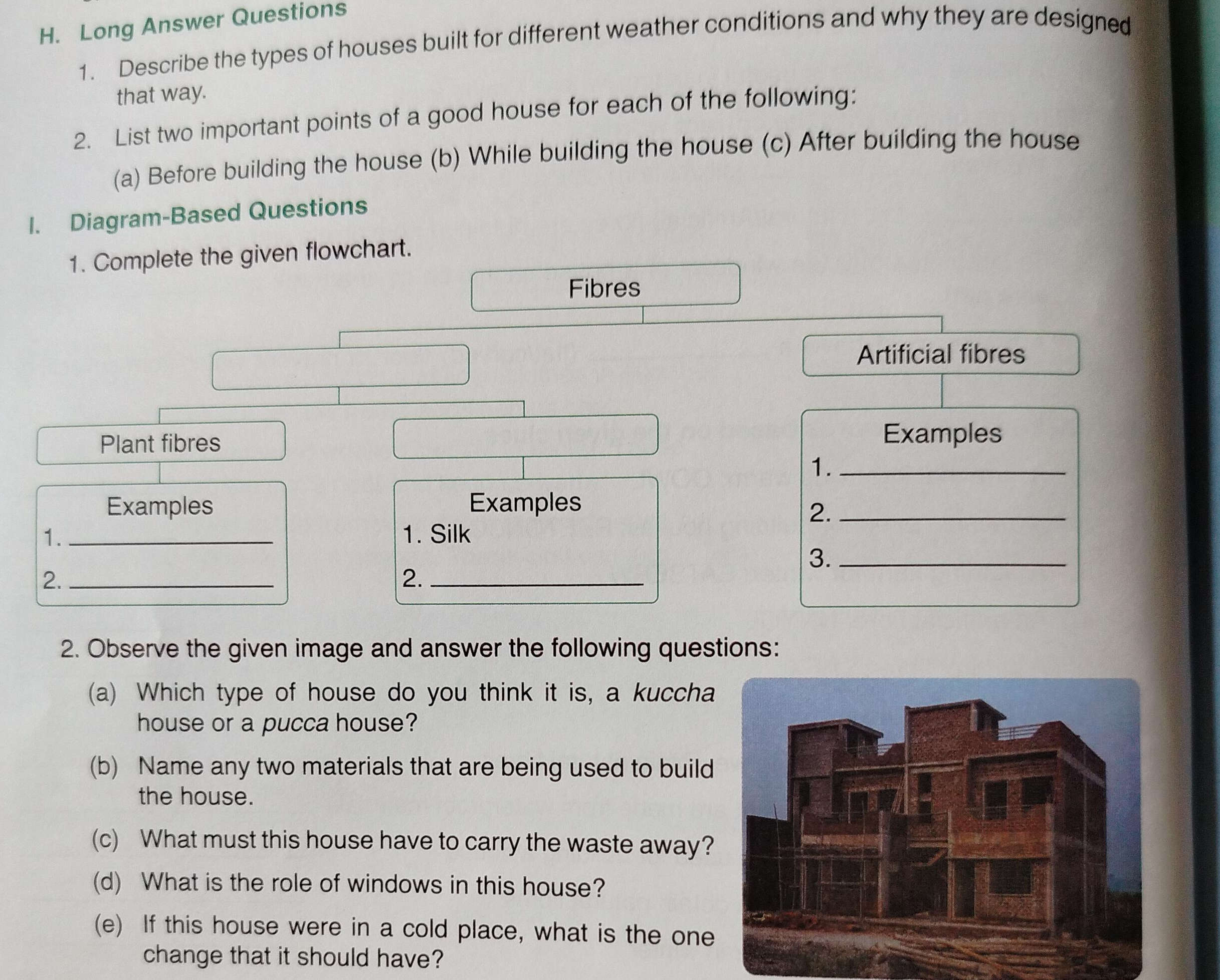 1. Complete the given flowchart. ``` Fibres | StudyX
