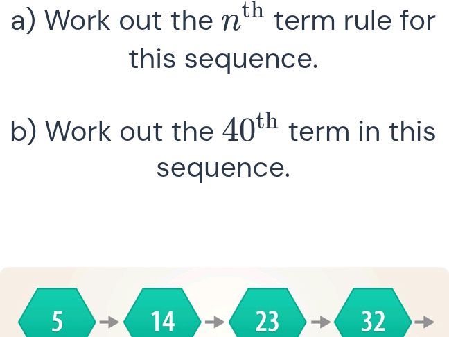 a) Work out the $n^{th}$ term rule for this | StudyX