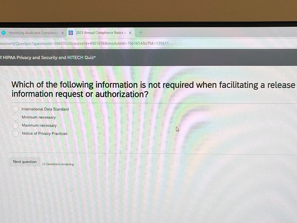 Which of the following information is not