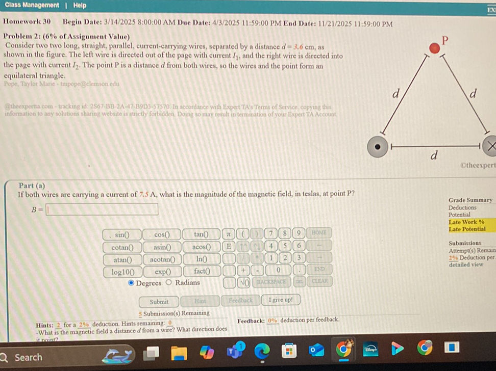 Consider two long, straight, parallel, | StudyX