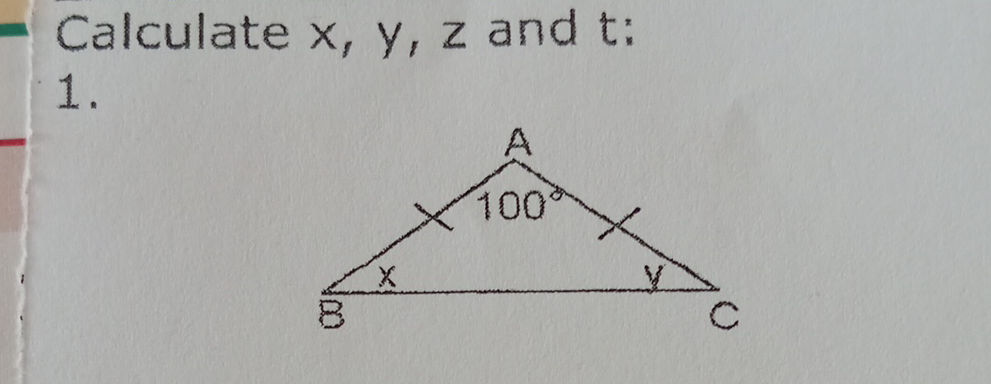 Calculate x, y, z and t: 1. ``` A | | StudyX
