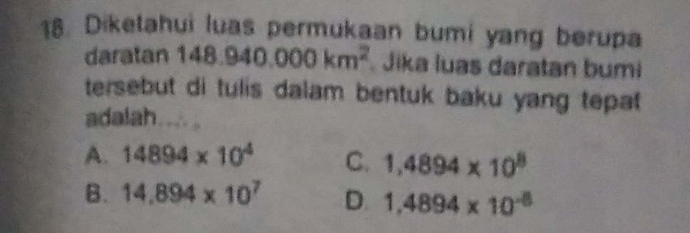 18. Diketahui luas permukaan bumi yang | StudyX