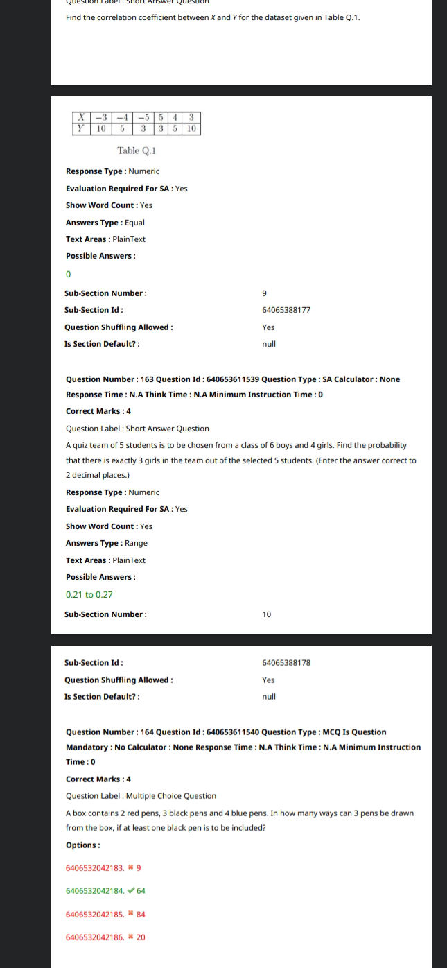 Find the correlation coefficient between X | StudyX