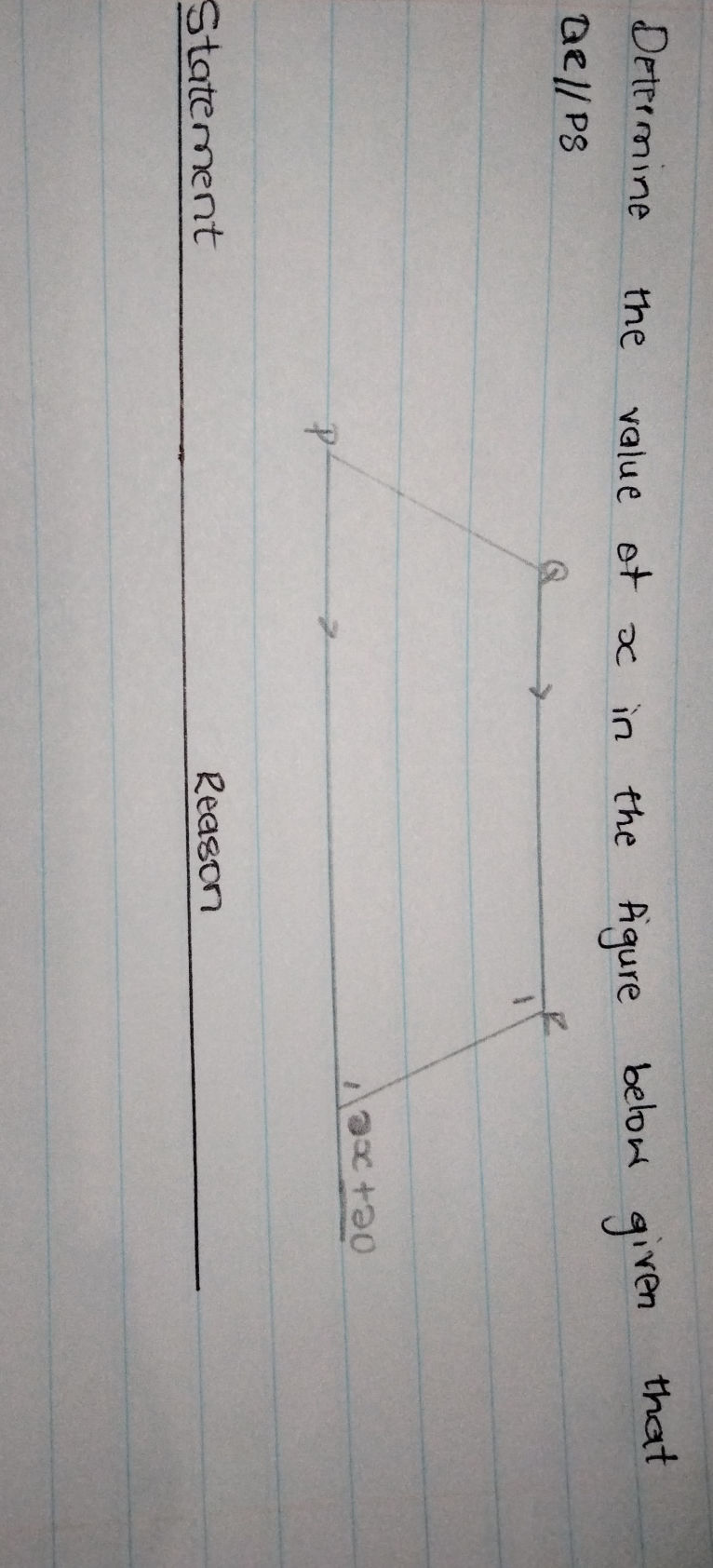 Determine the value of x in the figure below | StudyX