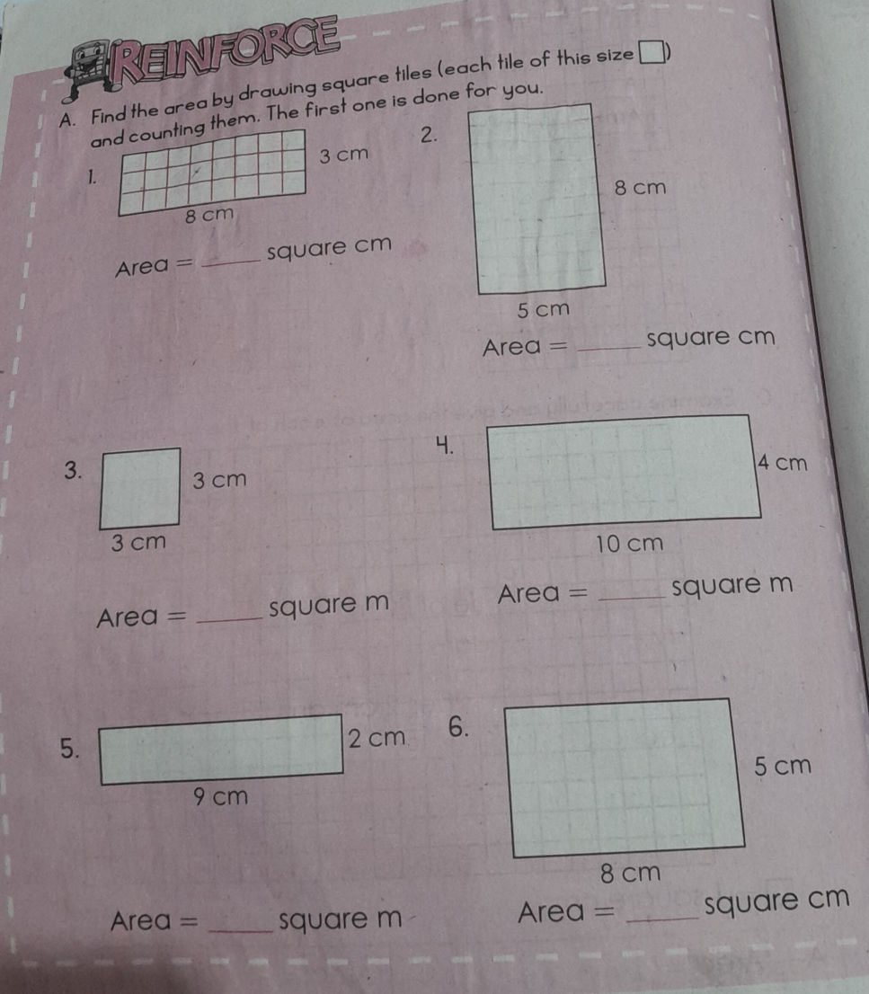 A. Find the area by drawing square tiles | StudyX