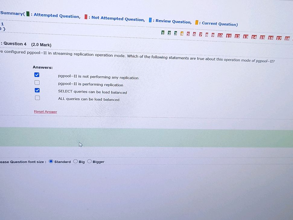 Question 4 (2.0 Mark) configured pgpool-II | StudyX