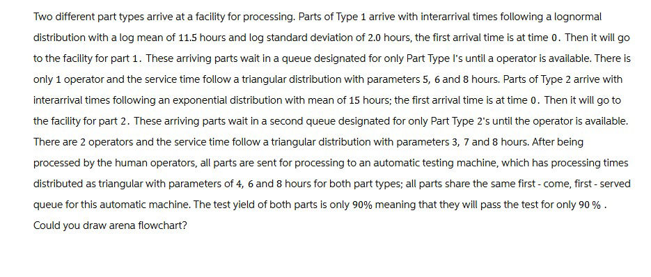 Two different part types arrive at a | StudyX