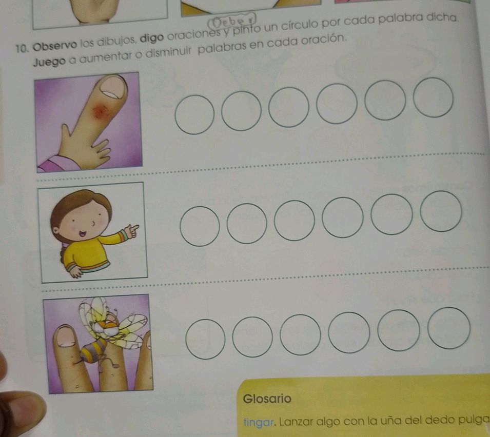 10. Observo los dibujos, digo oraciones y | StudyX