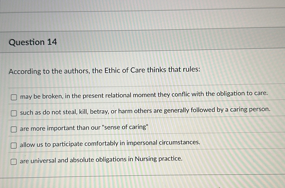 According to the authors, the Ethic of Care | StudyX