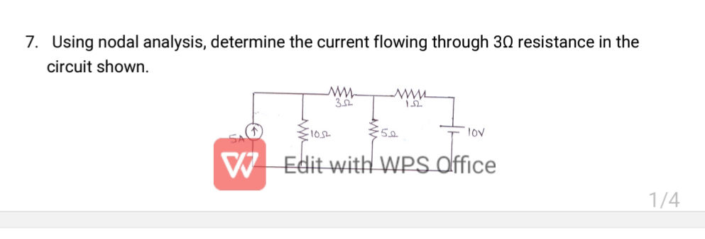 7. Using nodal analysis, determine the | StudyX