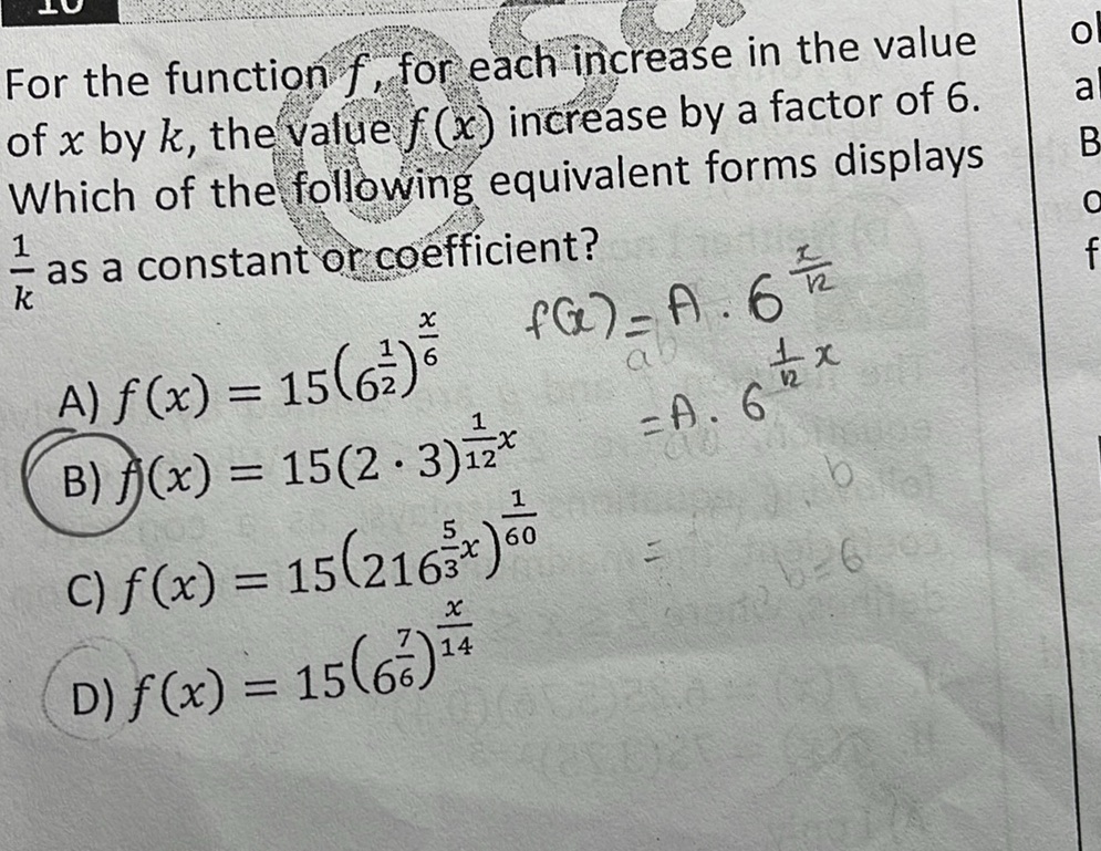For the function $f$, for each increase in | StudyX
