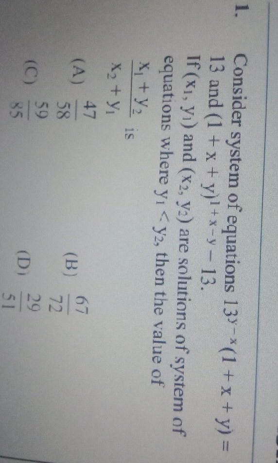 1. Consider system of equations $13y - x(1 + | StudyX