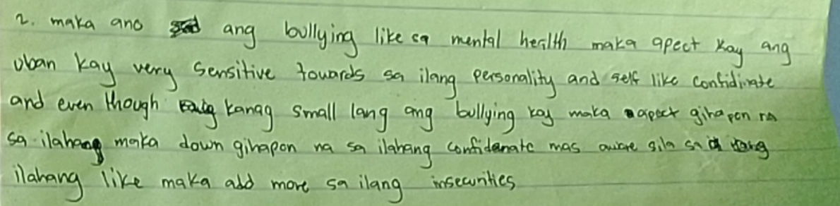 2. maka ano ang bullying like sa mental | StudyX