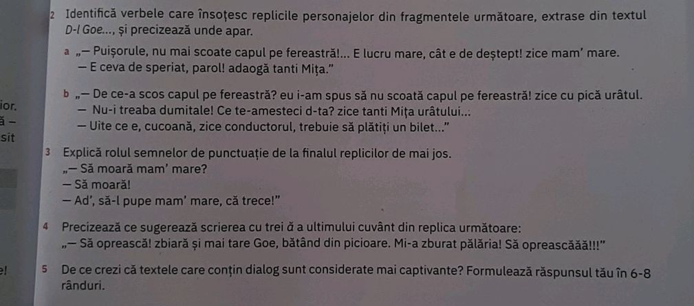 2 Identifică verbele care însoțesc replicile | StudyX
