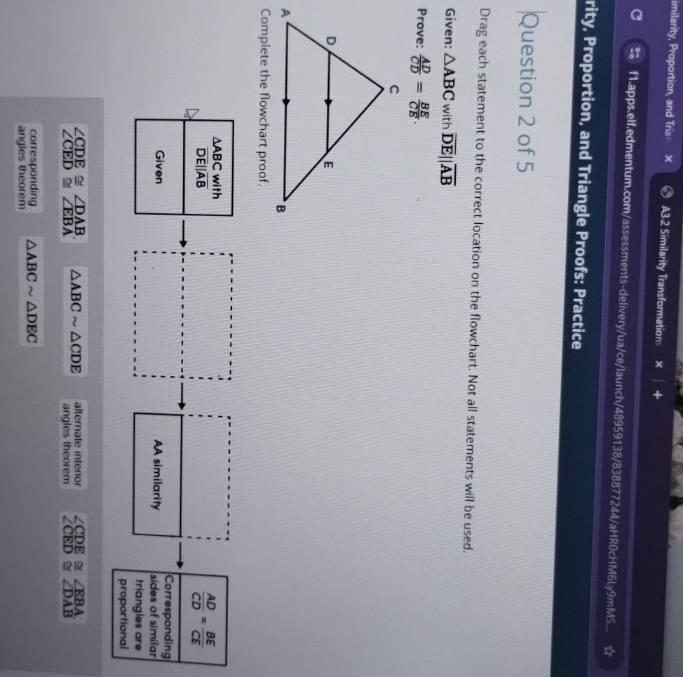 Given: $ ABC$ with $DE AB$ Prove: $ | StudyX