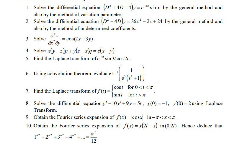1. Solve the differential equation $(D^2 + | StudyX