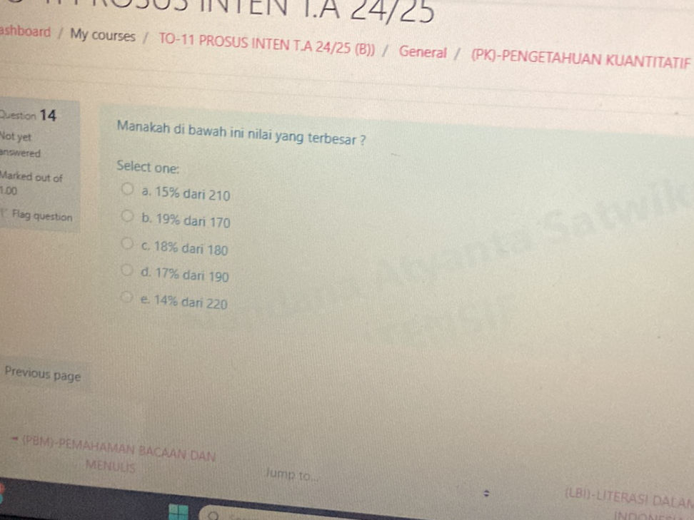 Manakah di bawah ini nilai yang terbesar? | StudyX