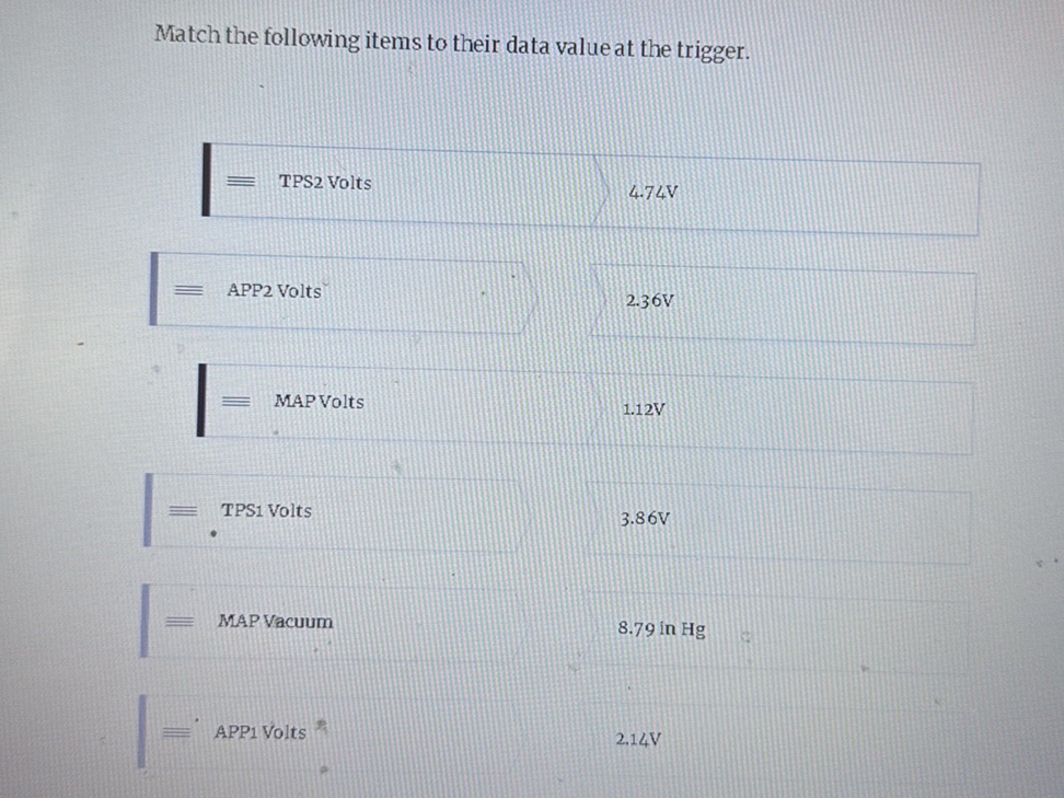 Match the following items to their data | StudyX