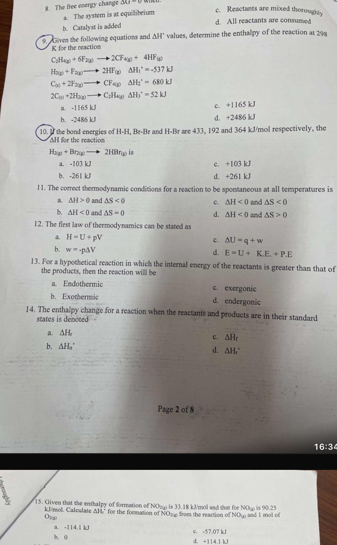 9. Given the following equations and \( H^ | StudyX