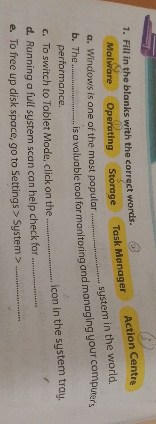1. Fill in the blanks with the correct | StudyX