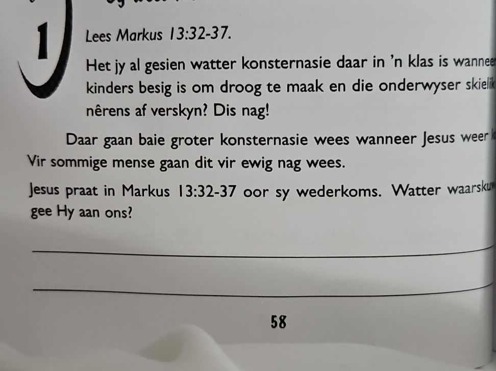 Lees Markus 13:32-37. Het jy al gesien | StudyX