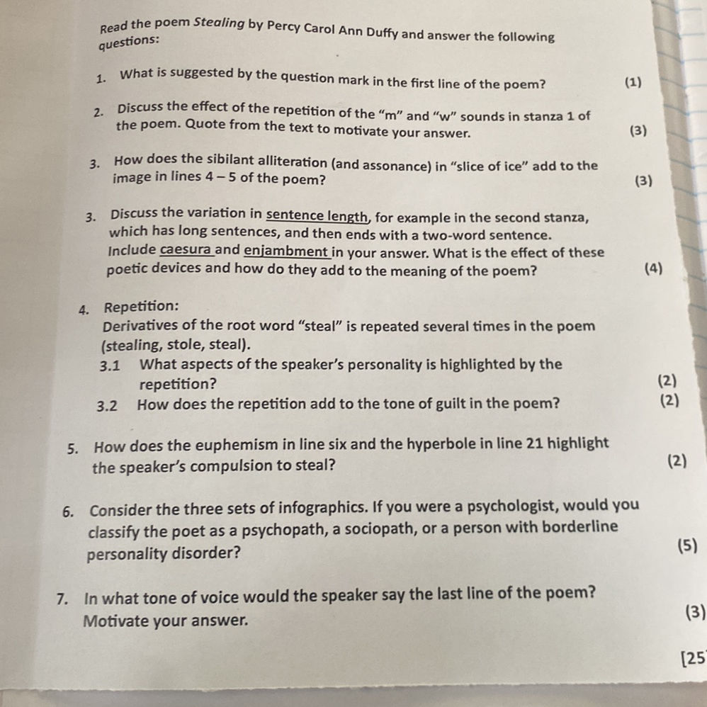 Read the poem *Stealing* by Percy Carol Ann | StudyX