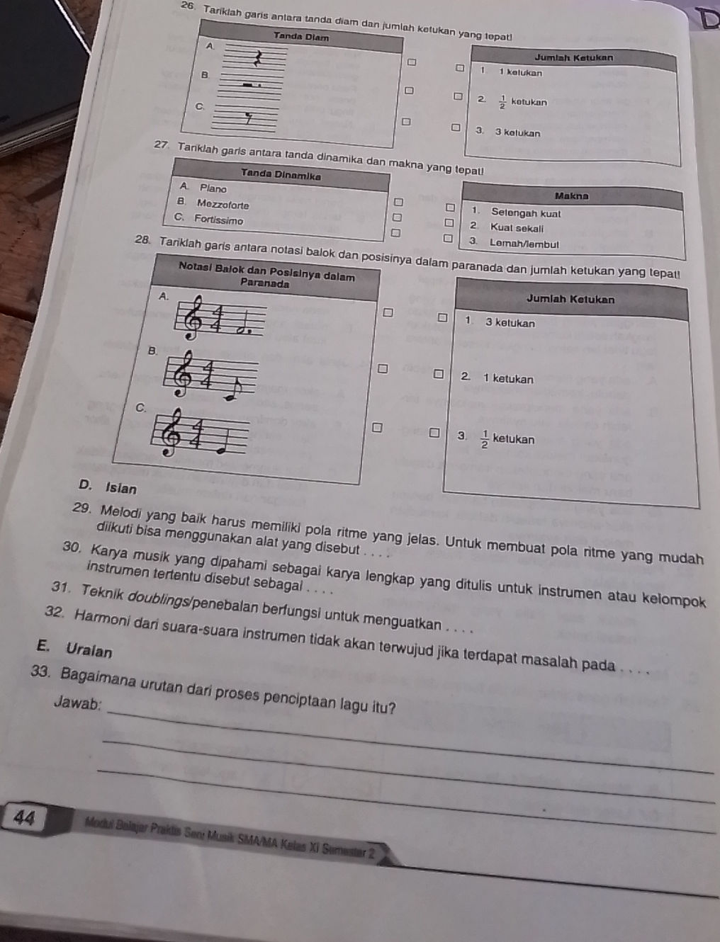 26. Tariklah garis antara tanda diam dan | StudyX