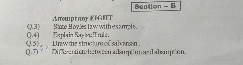 Q.3) State Boyles law with example. Q.4) | StudyX