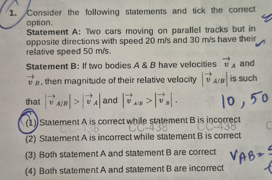 1. Consider the following statements and | StudyX