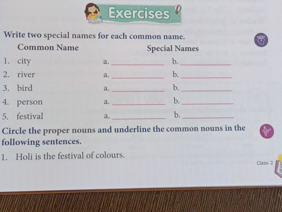 Write two special names for each common | StudyX