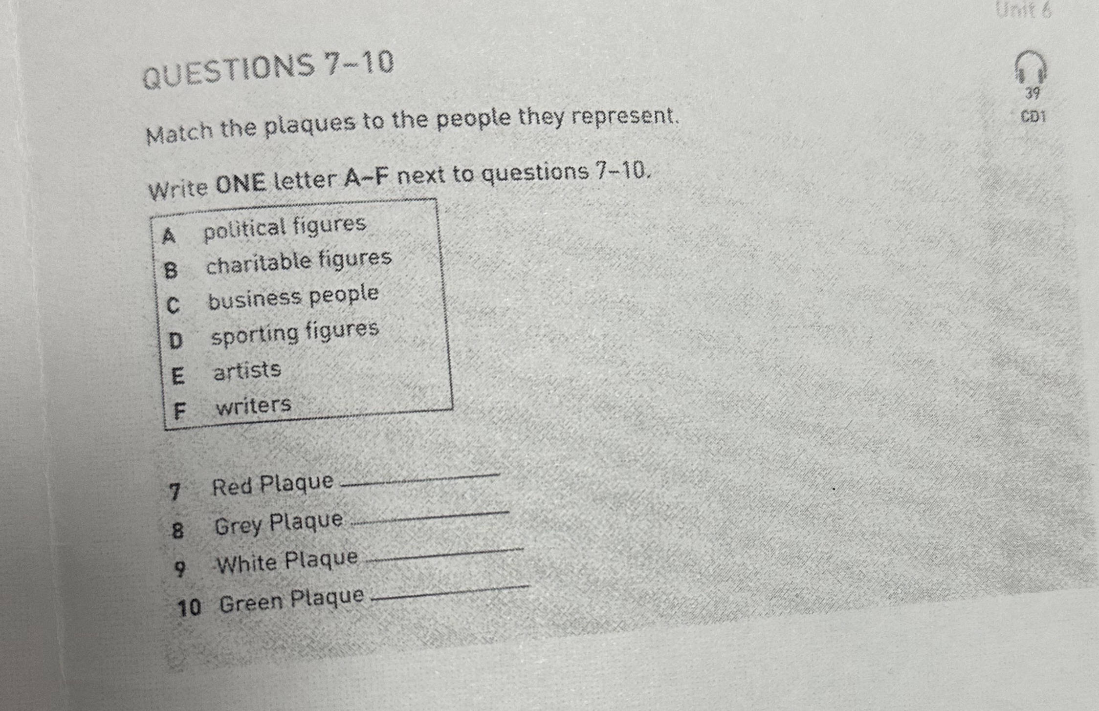 Match the plaques to the people they | StudyX