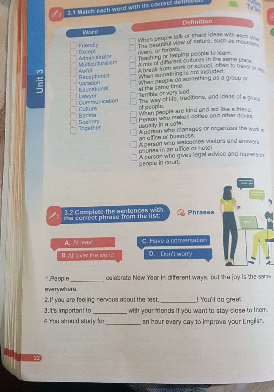 3.1 Match each word with its correct | StudyX