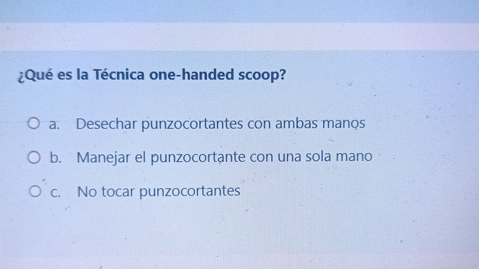 ¿Qué es la Técnica one-handed scoop? O a. | StudyX