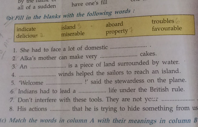 (b) Fill in the blanks with the following | StudyX