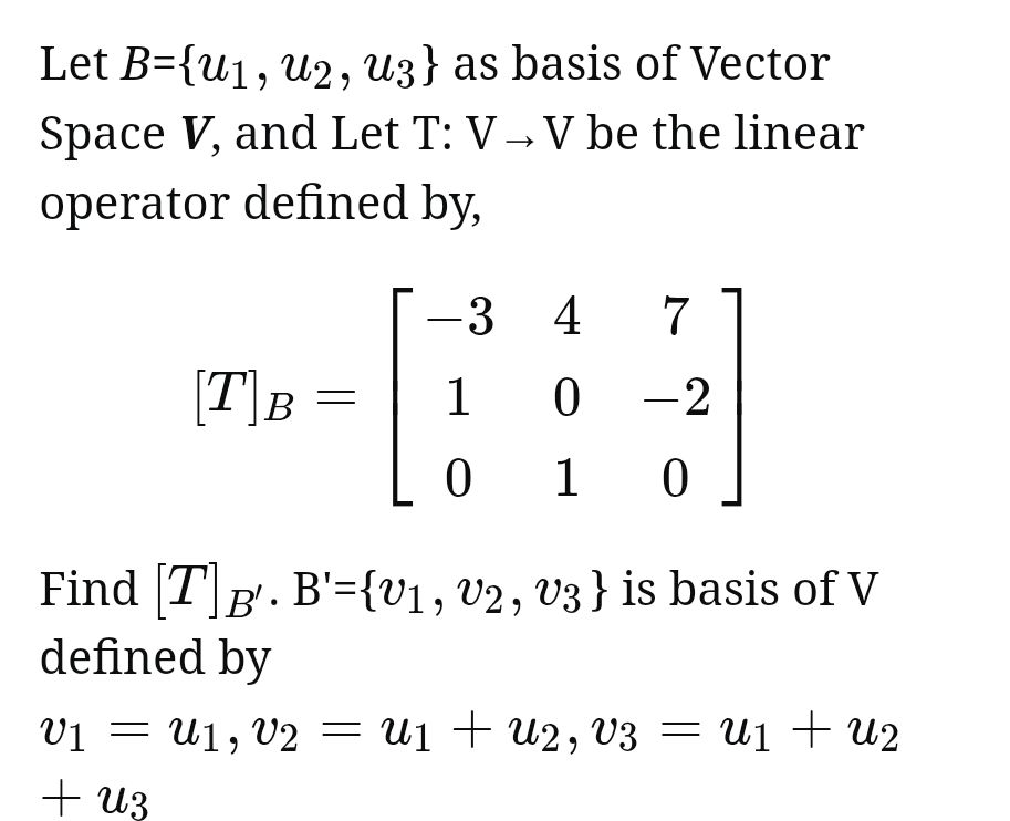 Let $B = \{u_1, u_2, u_3\}$ as basis of | StudyX