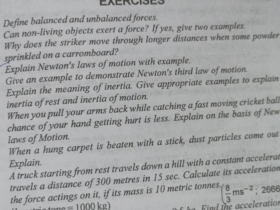 Define balanced and unbalanced forces. Can | StudyX