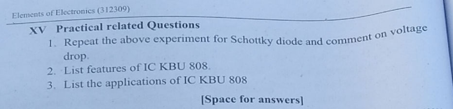 1. Repeat the above experiment for Schottky | StudyX