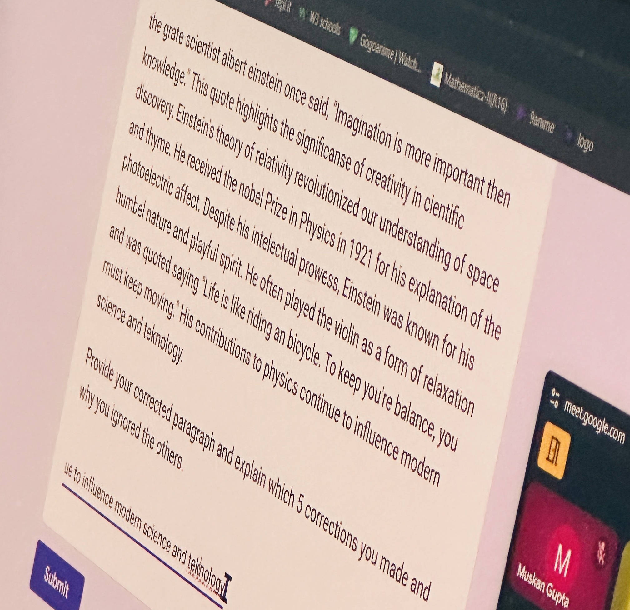 Provide your corrected paragraph and explain | StudyX