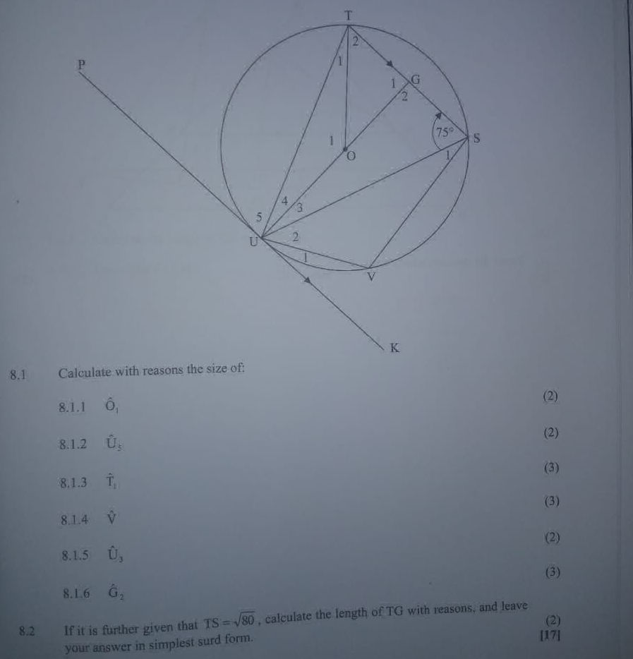 8.1 Calculate with reasons the size of: | StudyX