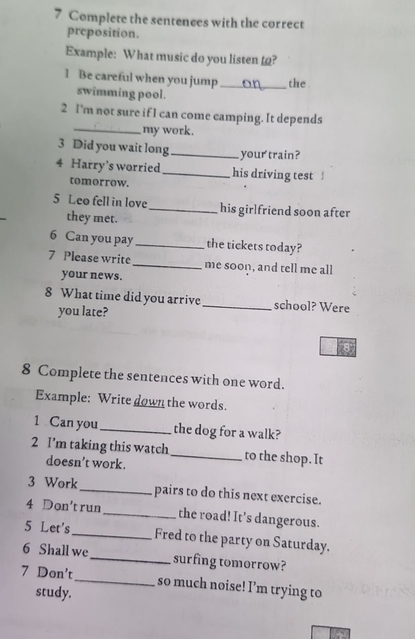 7 Complete the sentences with the correct | StudyX