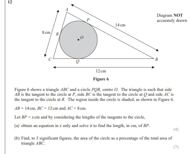 Figure 6 shows a triangle $ABC$ and a circle | StudyX