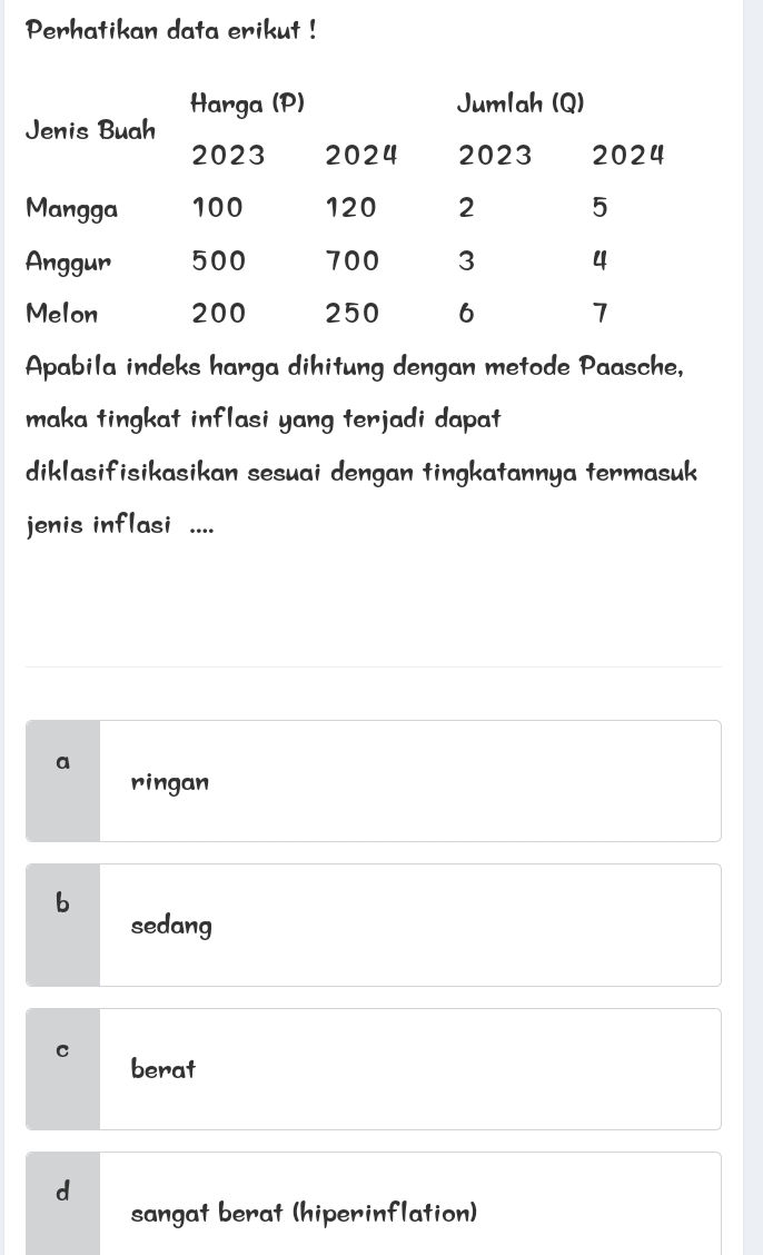 Perhatikan data berikut! | Jenis Buah | | StudyX