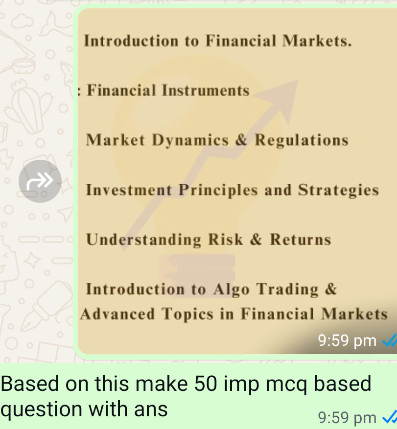 Introduction to Financial Markets. : | StudyX