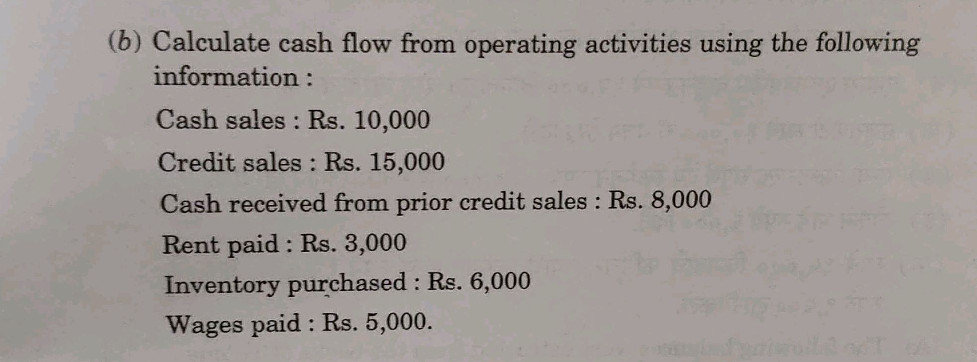 (b) Calculate cash flow from operating | StudyX